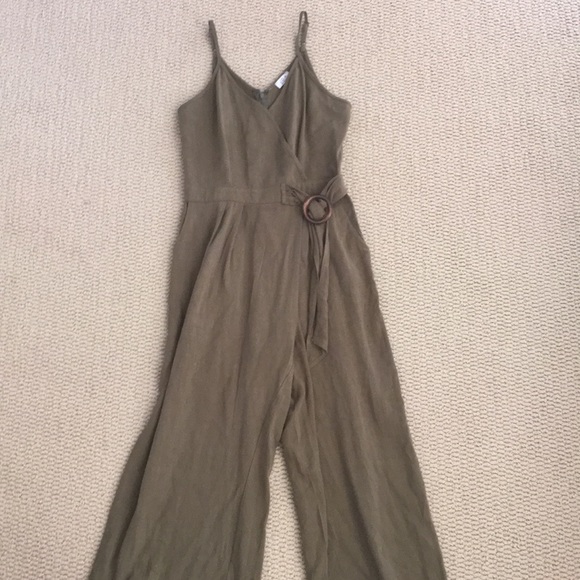 J.O.A. | Pants & Jumpsuits | Joa Olive Green Belt Jumpsuit | Poshmark